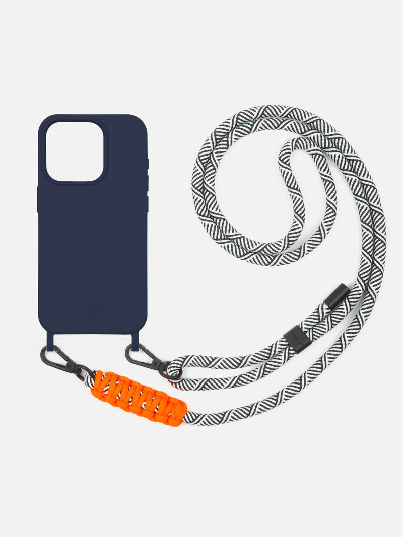 Coque Navy Blue + Cordon Elie Zèbre